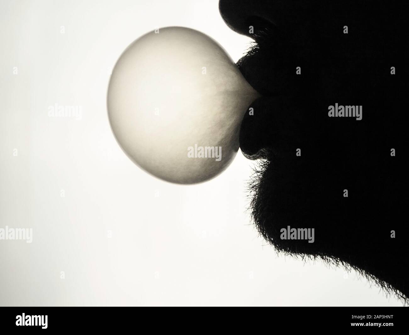 Silhouette of a guy inflating bubble of bubble gum Stock Photo - Alamy Silhouette of a guy inflating bubble of bubble gum Stock Photo - Alamy