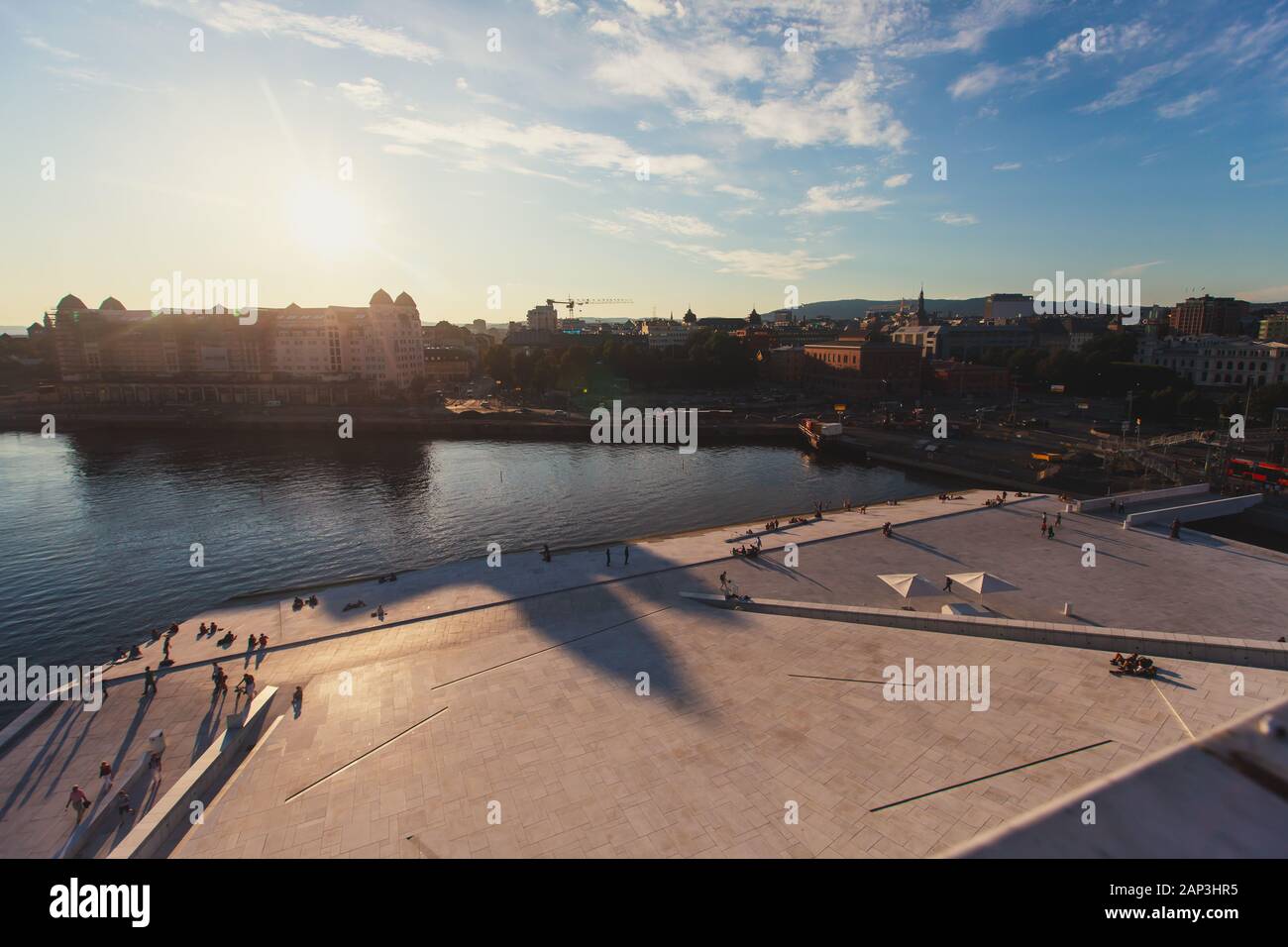 View of Oslo city, capital of Norway, with Sentrum borough, new ...