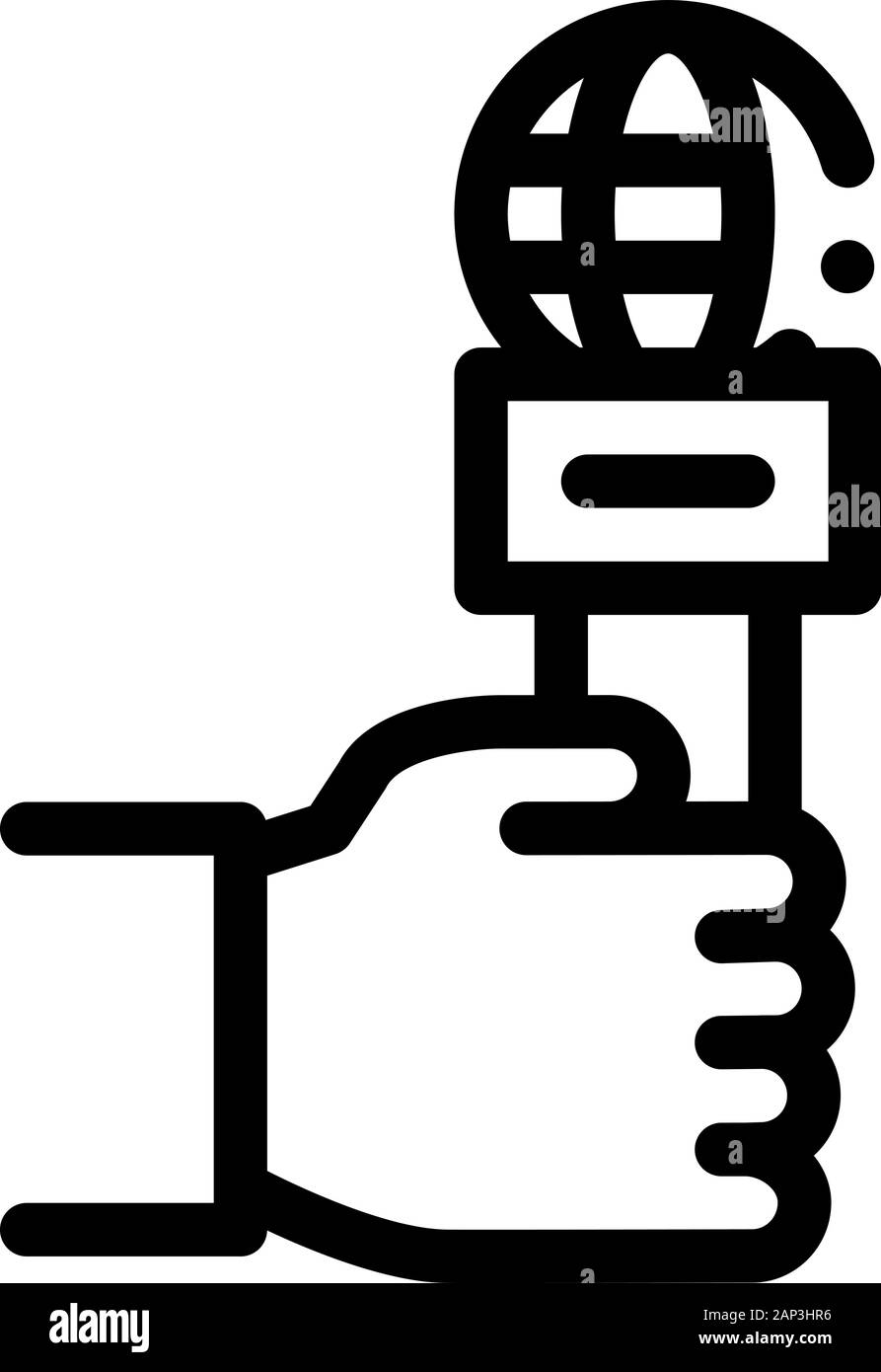 Hand Microphone Icon Vector Outline Illustration Stock Vector Image ...