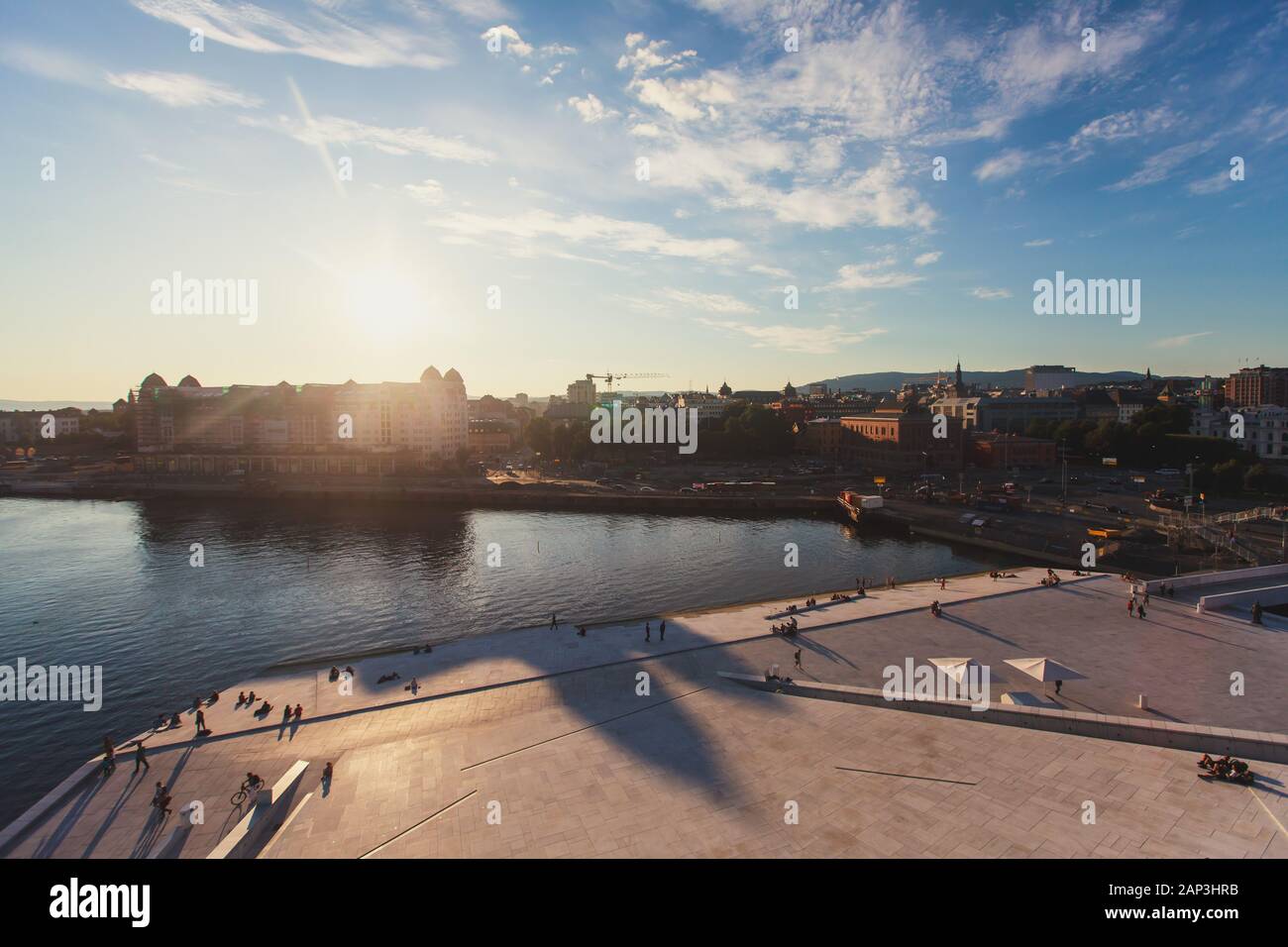 View of Oslo city, capital of Norway, with Sentrum borough, new ...
