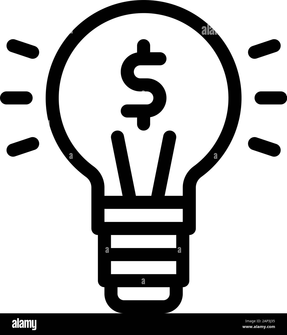 Light Lamp Money Icon Vector Outline Illustration Stock Vector Image ...