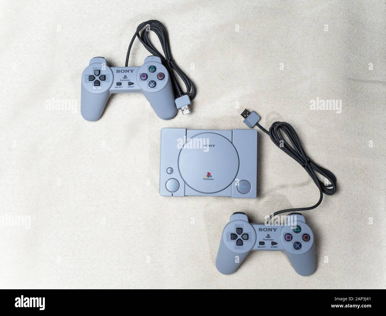 New game console Sony PlayStation with joysticks Stock Photo - Alamy