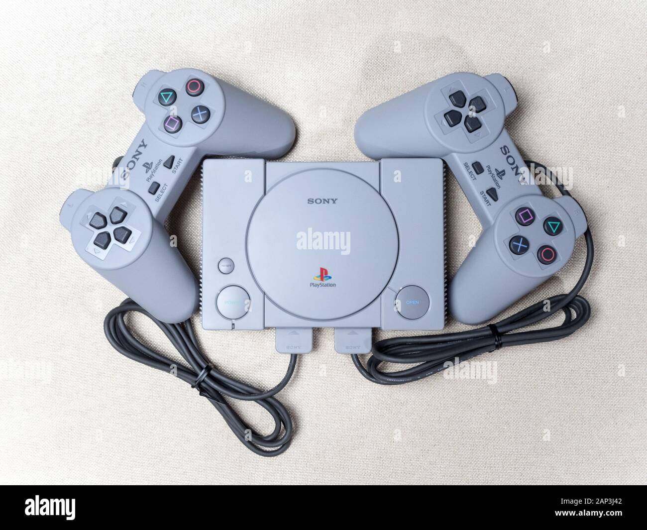 New game console Sony PlayStation with joysticks Stock Photo - Alamy