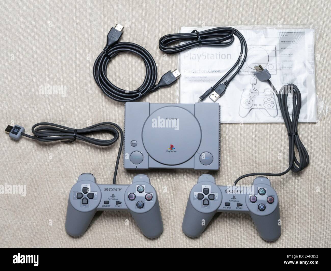 New game console Sony PlayStation with joysticks Stock Photo - Alamy