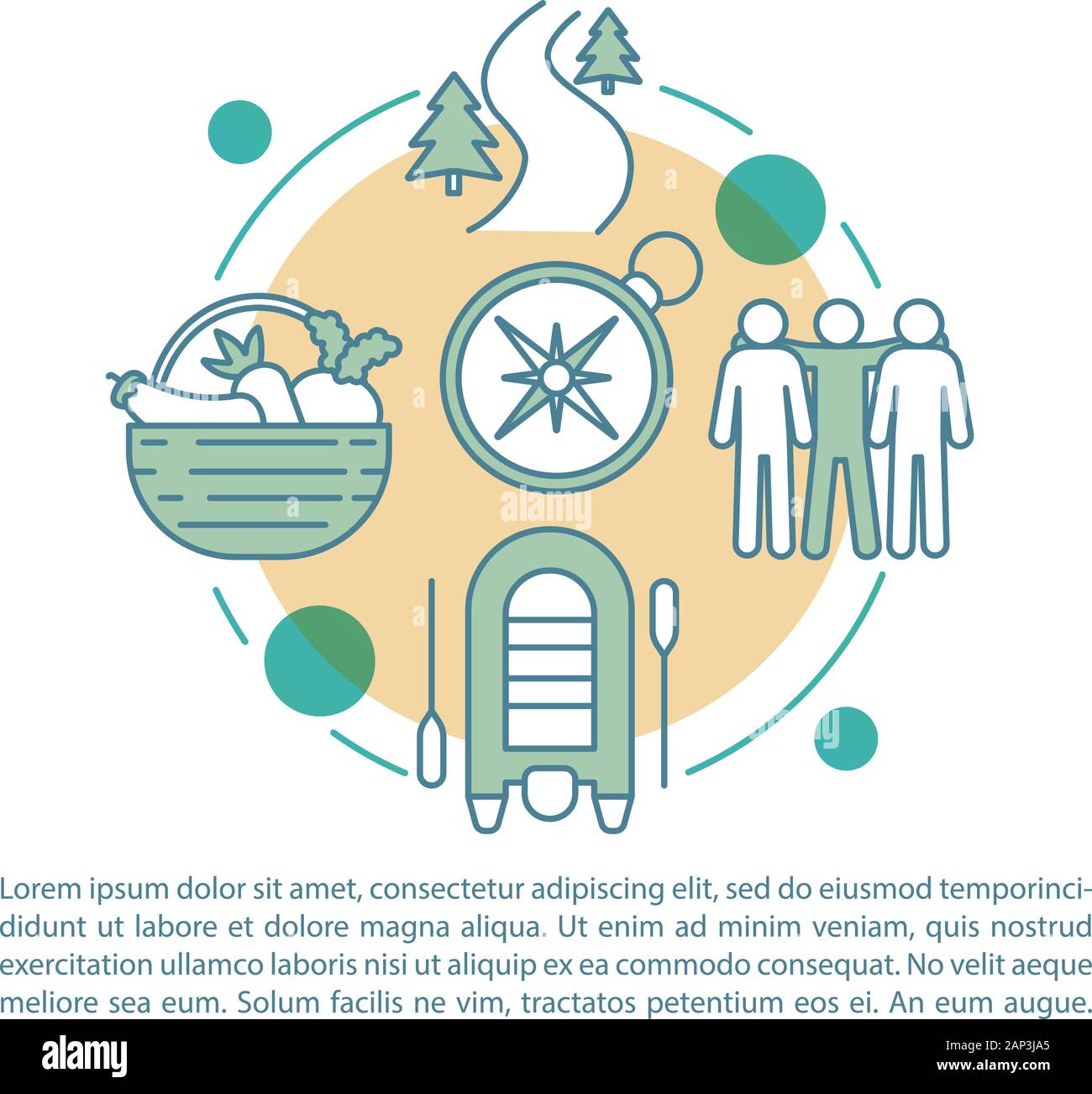 Nature, summer camp, holiday article page vector template. Brochure ...