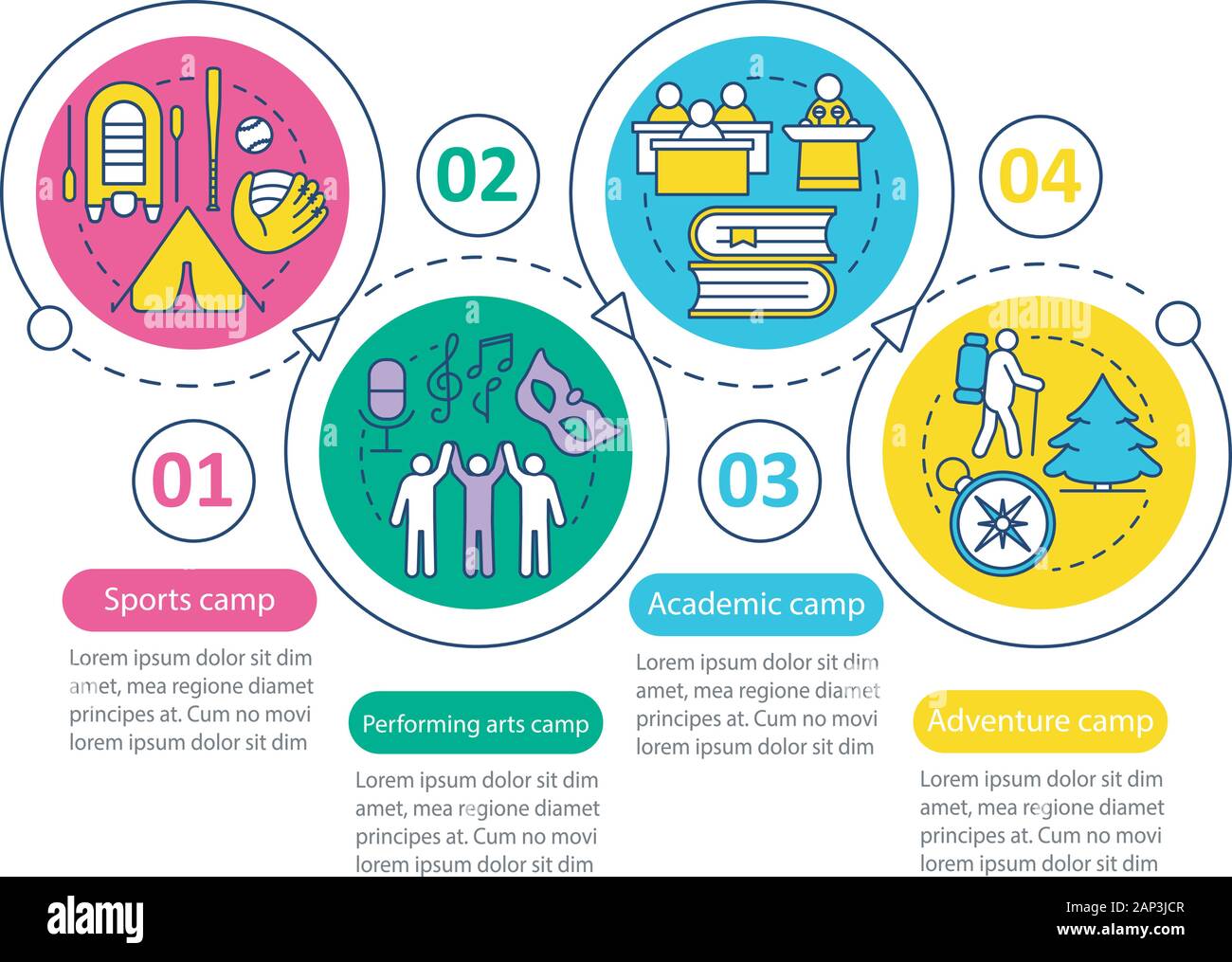 Hobby, talent camps vector infographic template. Business presentation design elements. Data ...