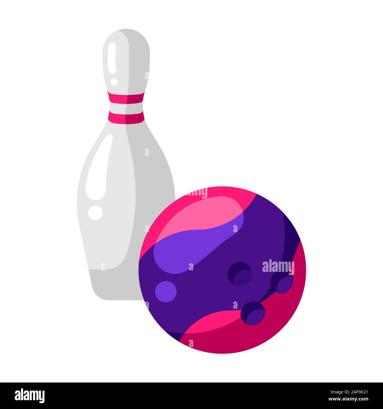 Vector flat cartoon bowling Cut Out Stock Images & Pictures - Alamy