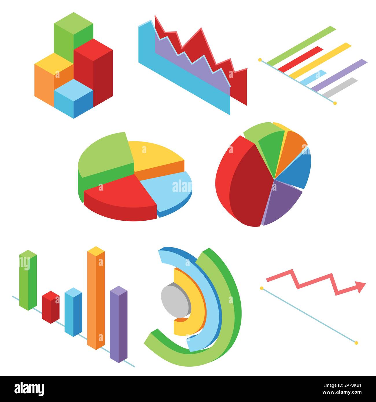 A vector illustration of Isometric Graphic Chart Bars Elements for ...