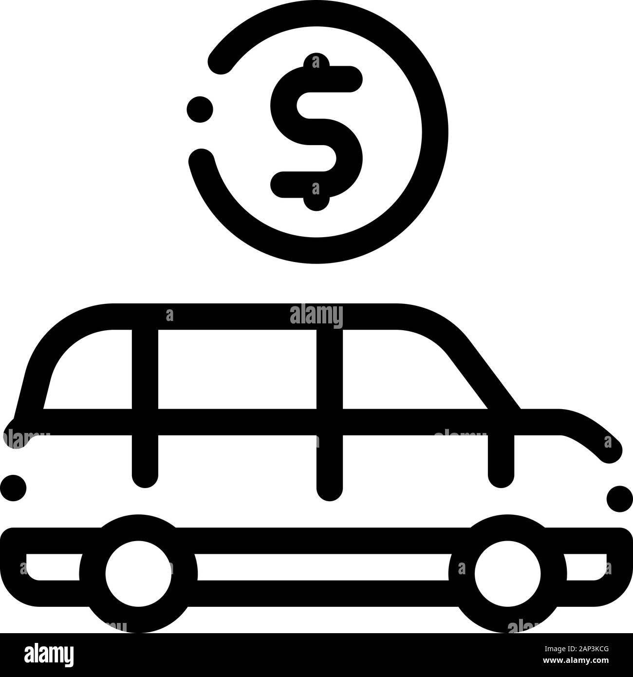 Car Dollar Coin Icon Vector Outline Illustration Stock Vector Image ...