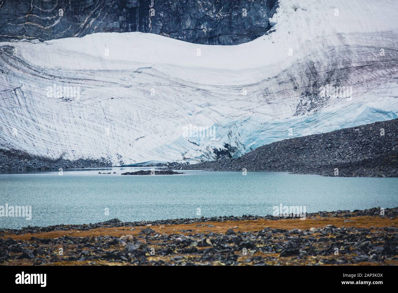 View of Galdhopiggen mountain, the highest peak and tallest mountain in ...