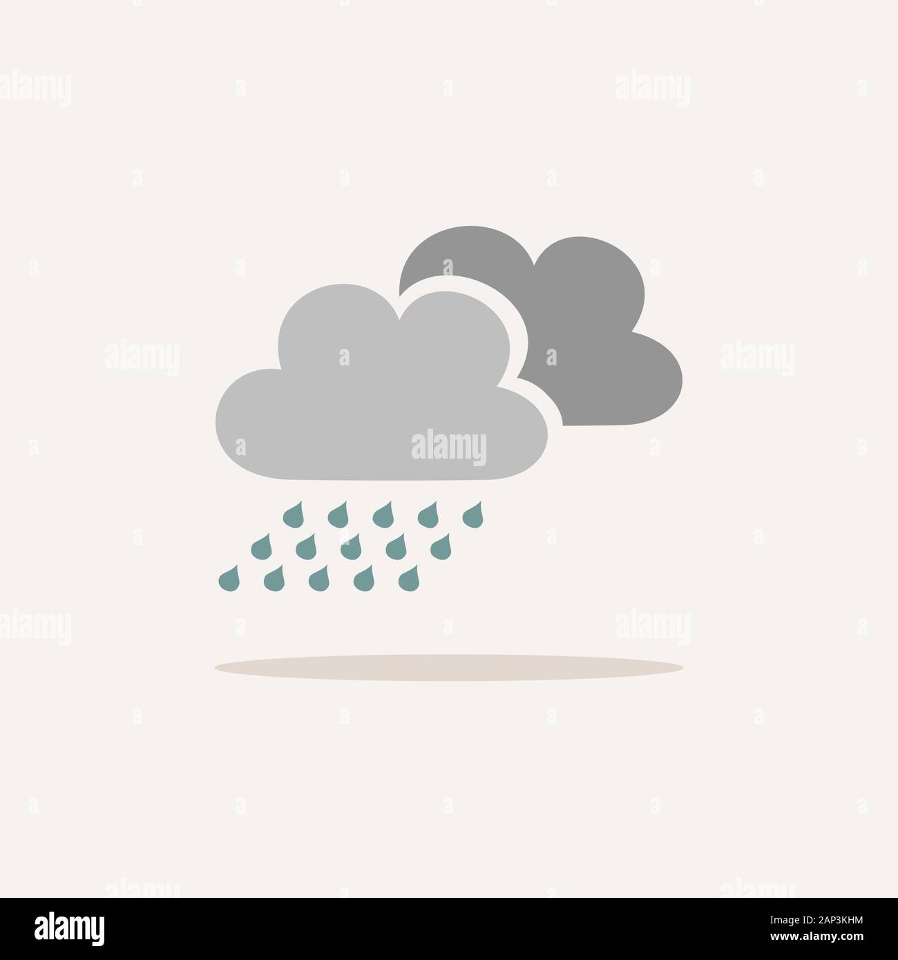Rain. Icon with shadow on a beige background. Weather flat vector ...