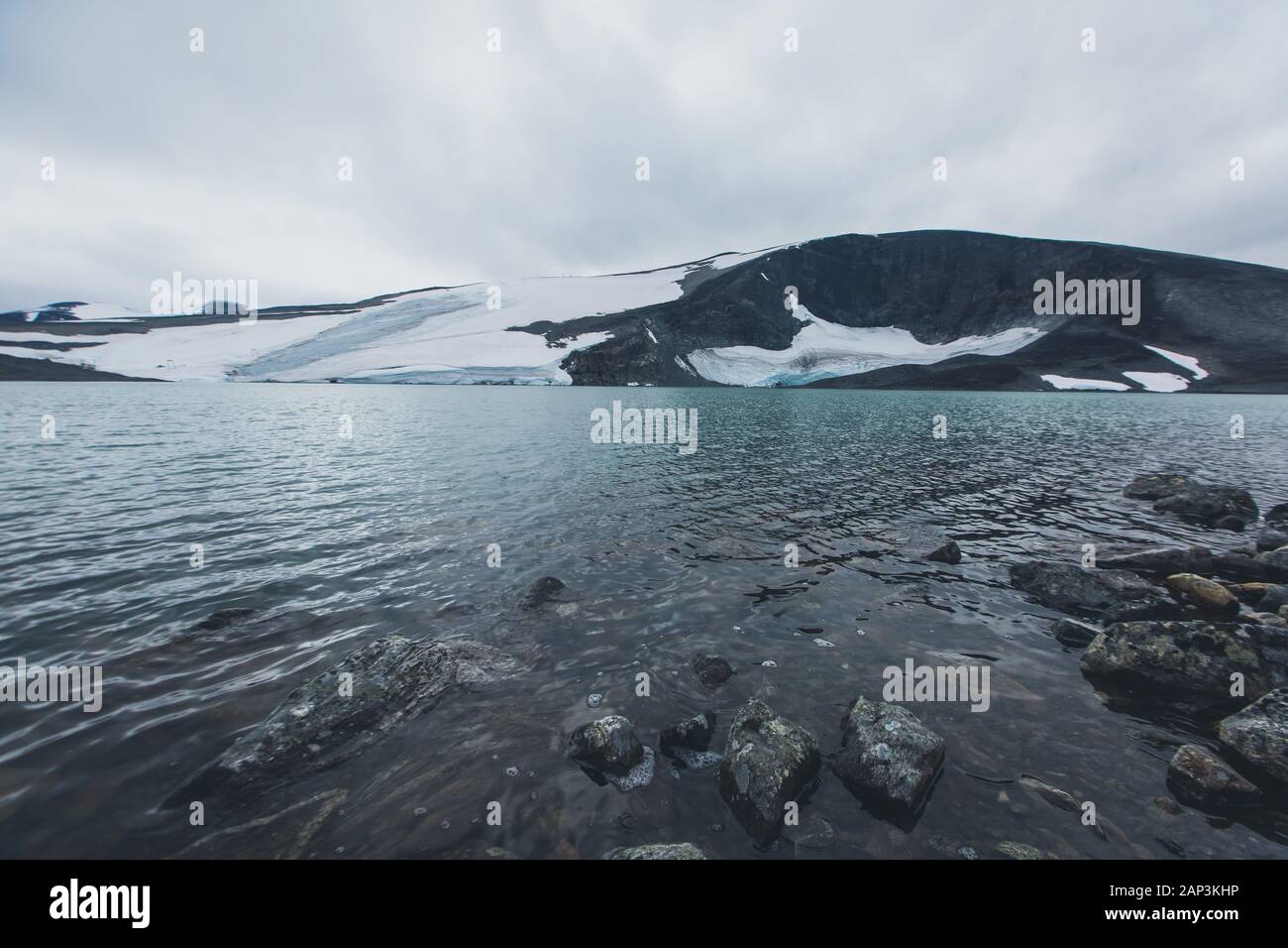 View of Galdhopiggen mountain, the highest peak and tallest mountain in ...