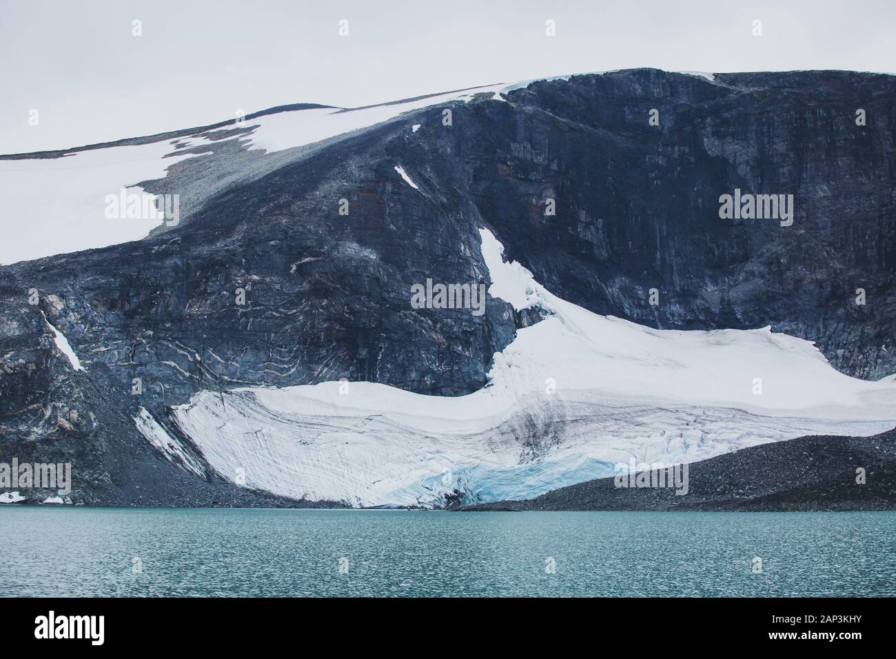 View of Galdhopiggen mountain, the highest peak and tallest mountain in ...
