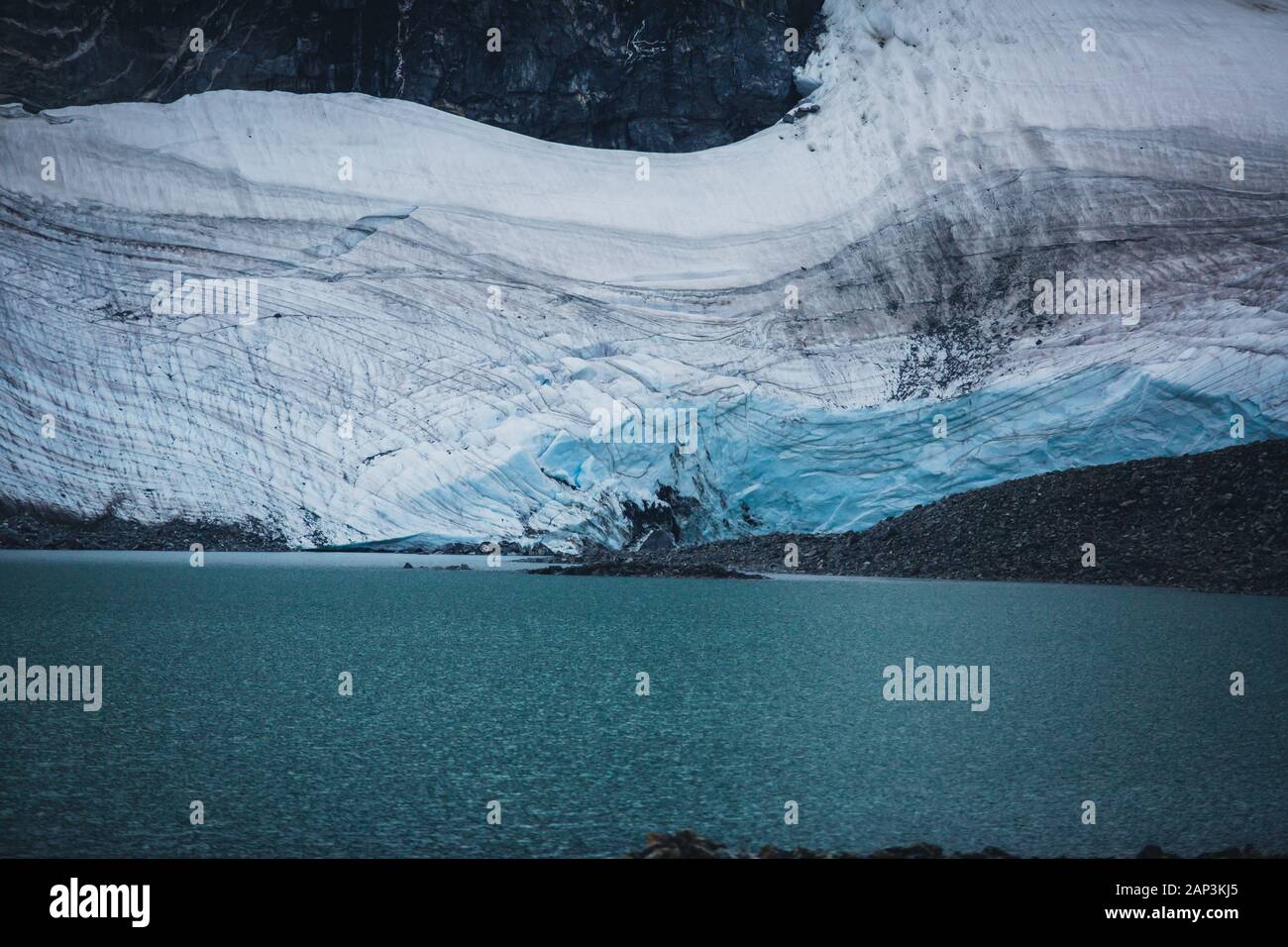 View of Galdhopiggen mountain, the highest peak and tallest mountain in ...