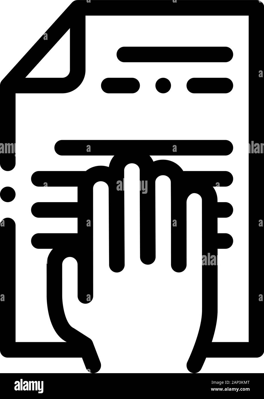Hand On Document Icon Vector Outline Illustration Stock Vector Image ...