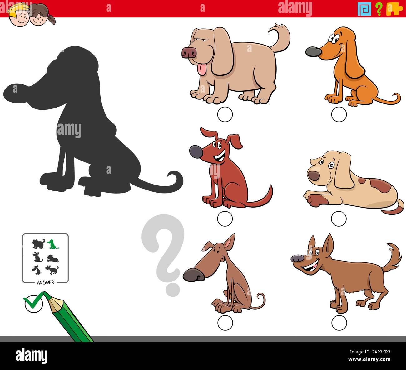 Cartoon Illustration of Finding the Right Shadow Educational Game for ...