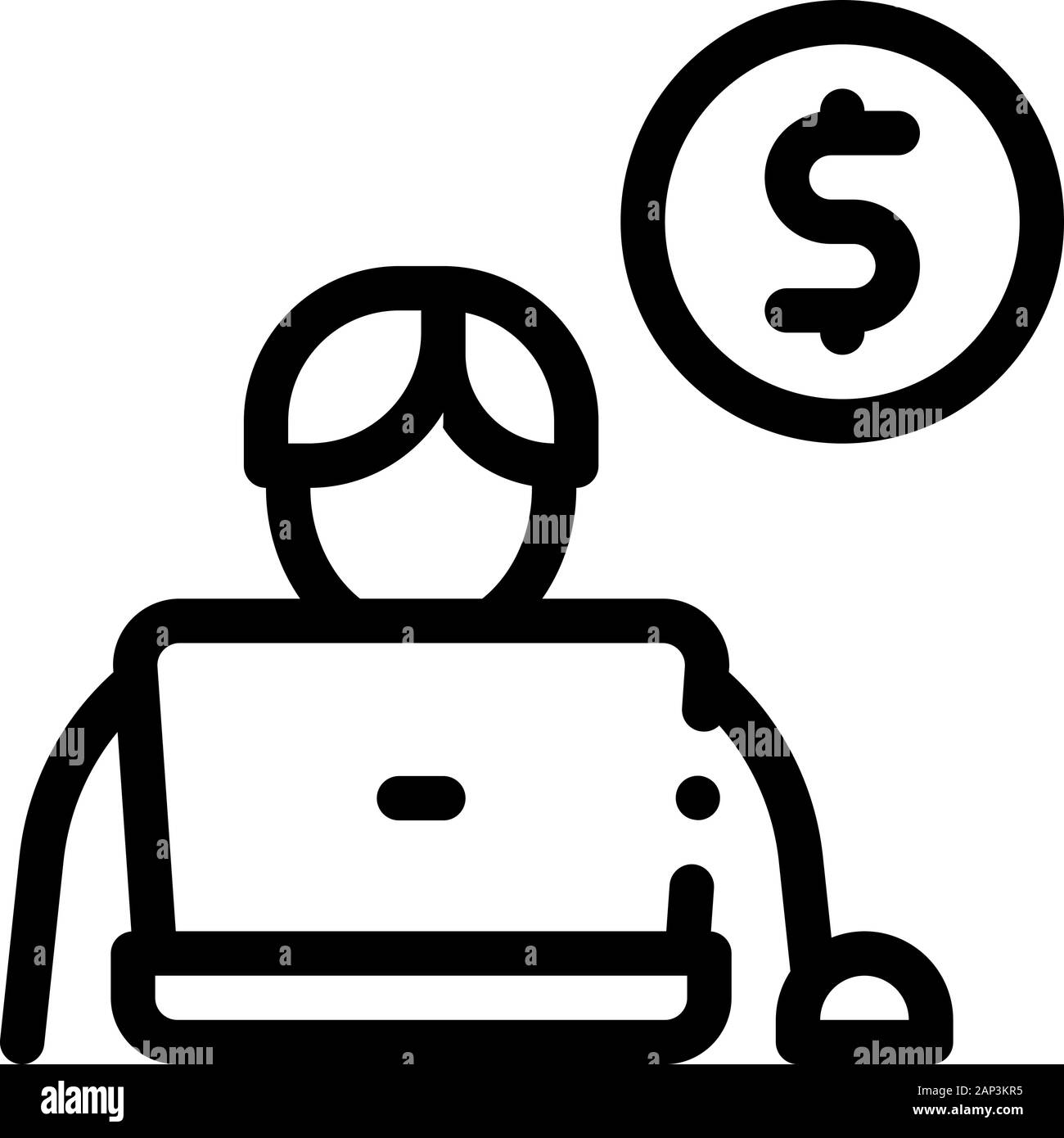 Man Laptop Coin Icon Vector Outline Illustration Stock Vector Image ...