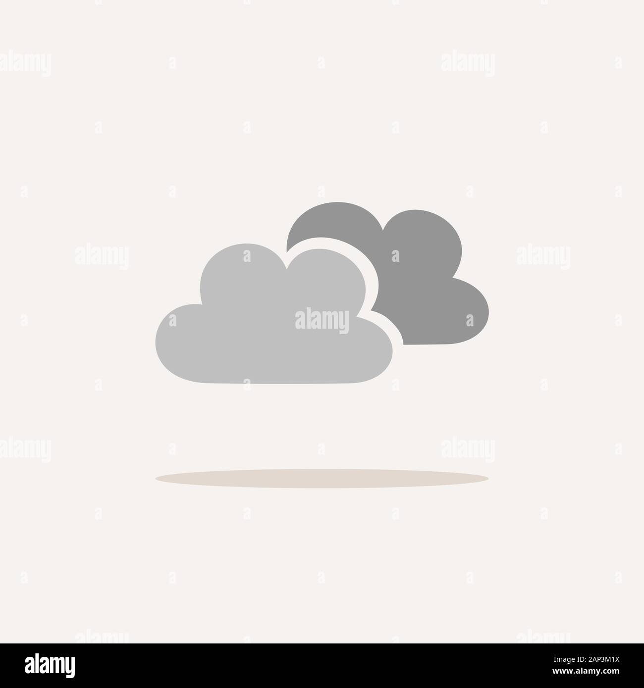 Clouds. Icon with shadow on a beige background. Weather flat vector ...