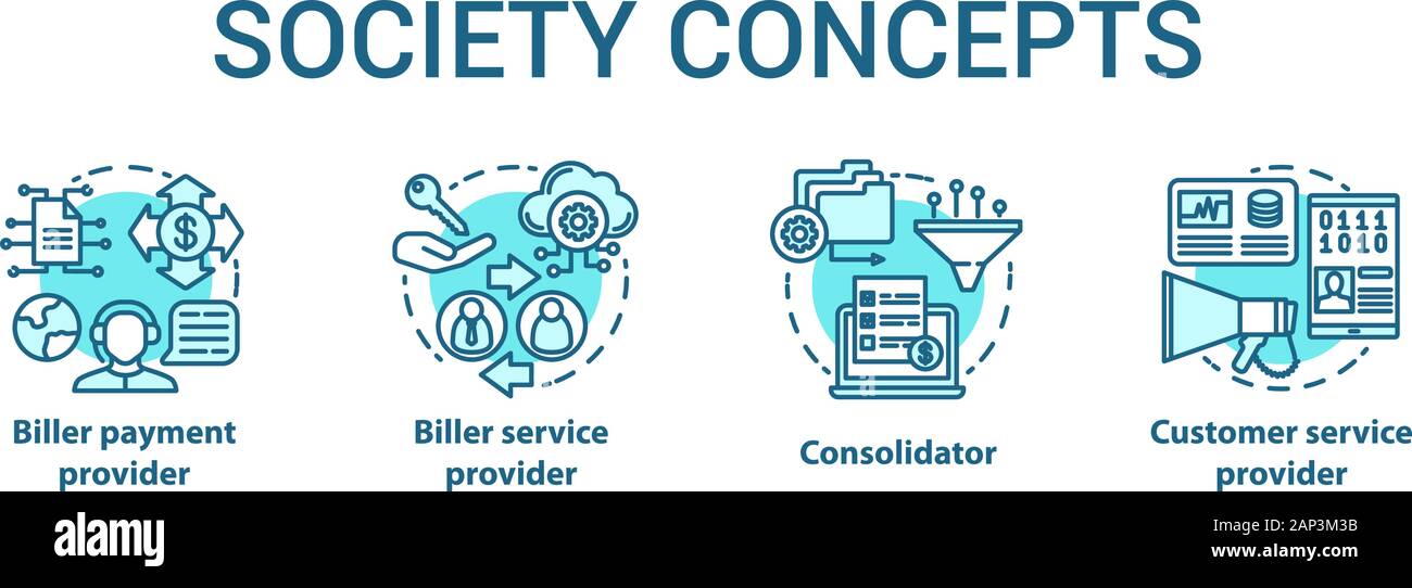 Billing concept icons set. Society idea thin line illustrations ...