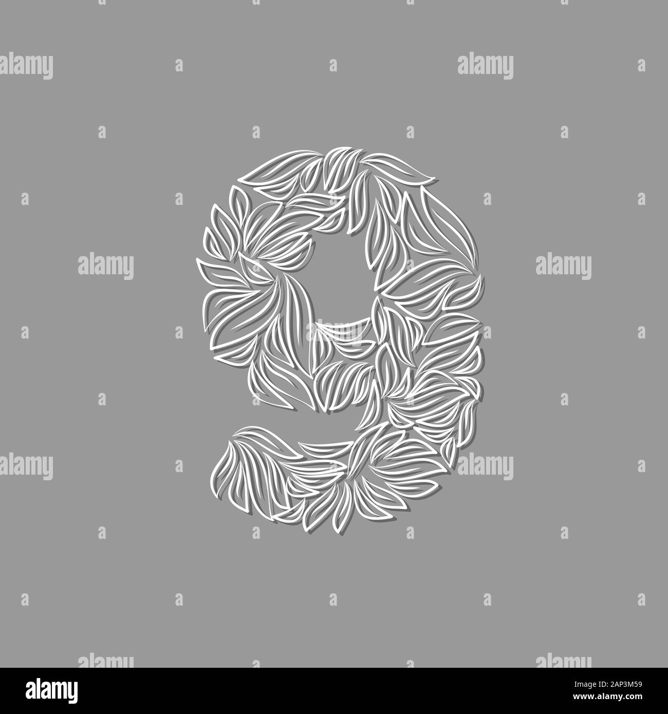 Ornamental number 9 on gray Stock Vector Image & Art - Alamy