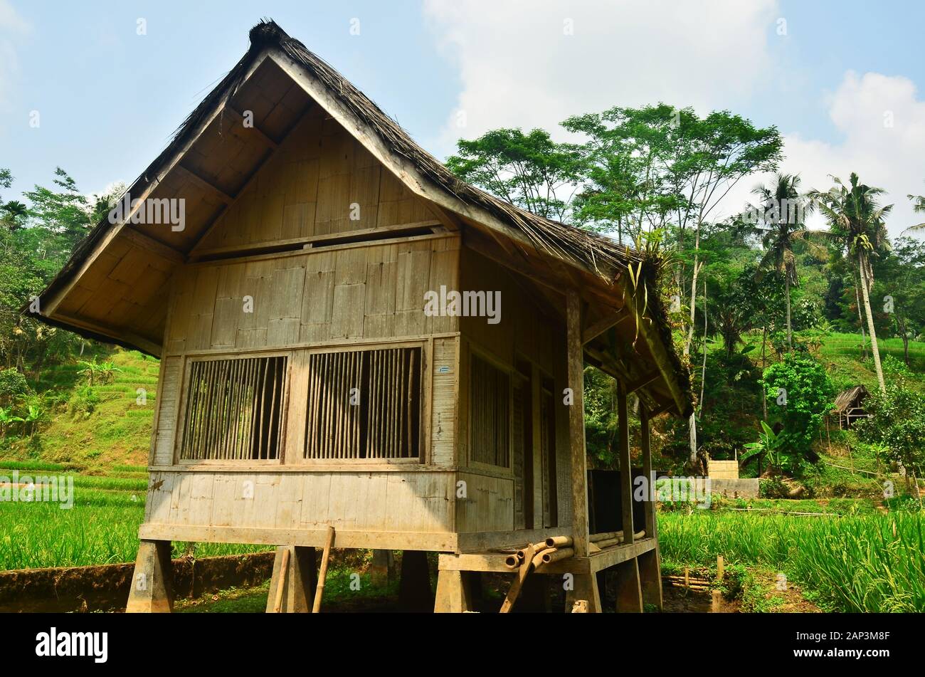an ethnic wooden house in the forest in Tasikmalaya, West Java ...
