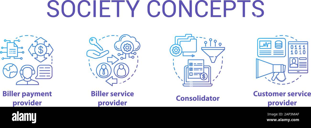 Billing concept icons set. Society idea thin line illustrations ...
