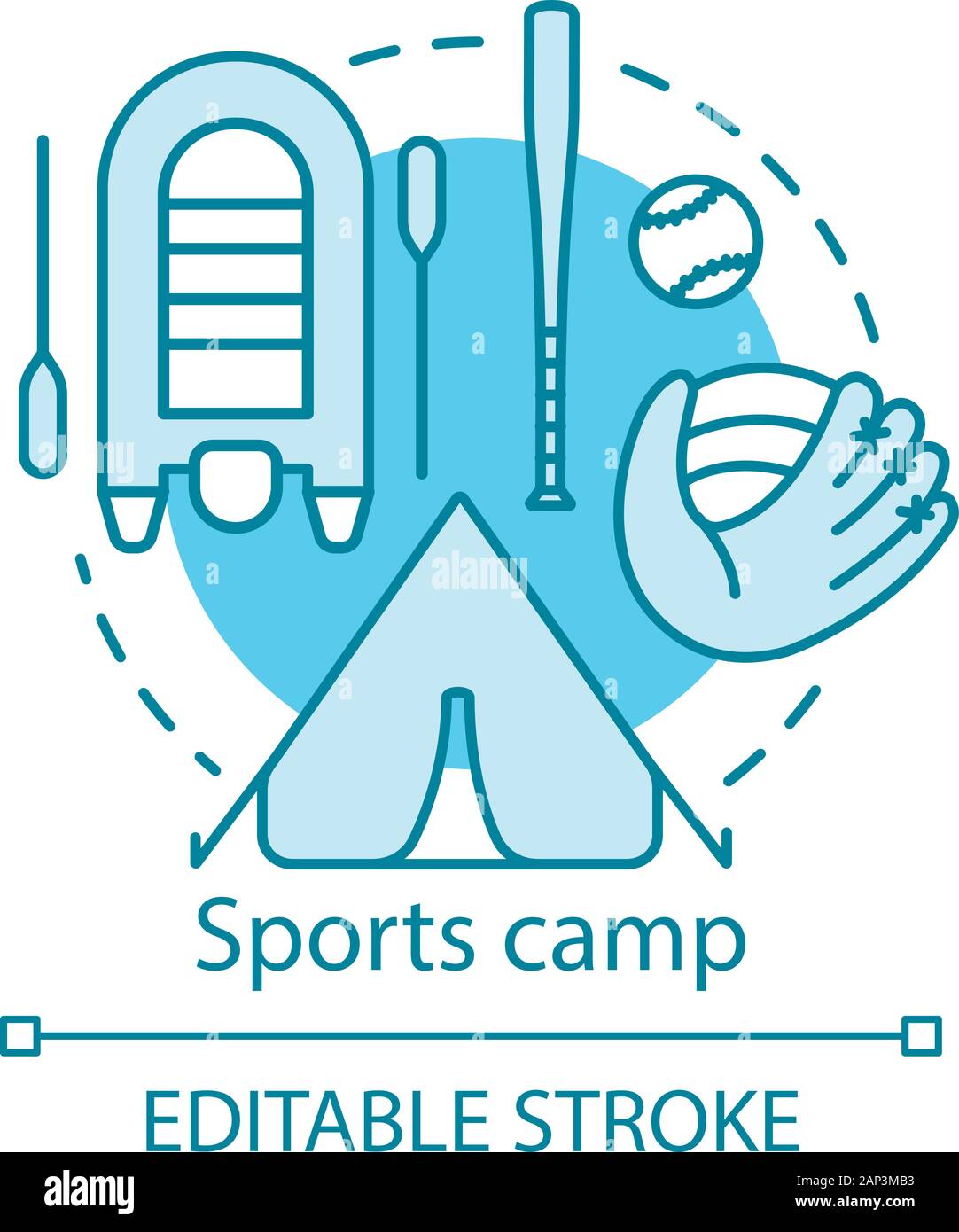 Sports camp concept icon. Summer active and competitive club, holiday ...