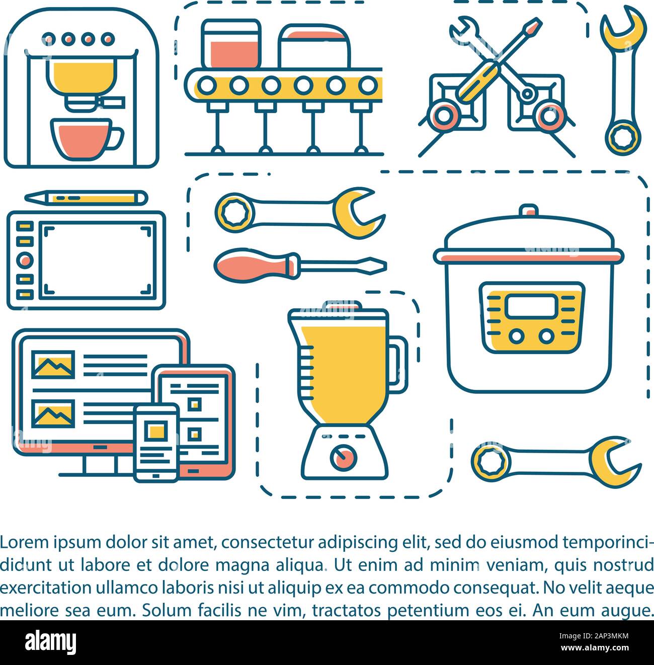 Household electronics industry article page vector template. Brochure ...