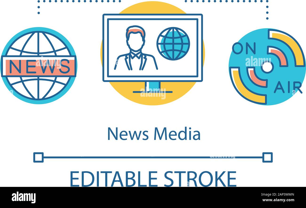 News media concept icon. Information agency. Live broadcast. Coverage ...