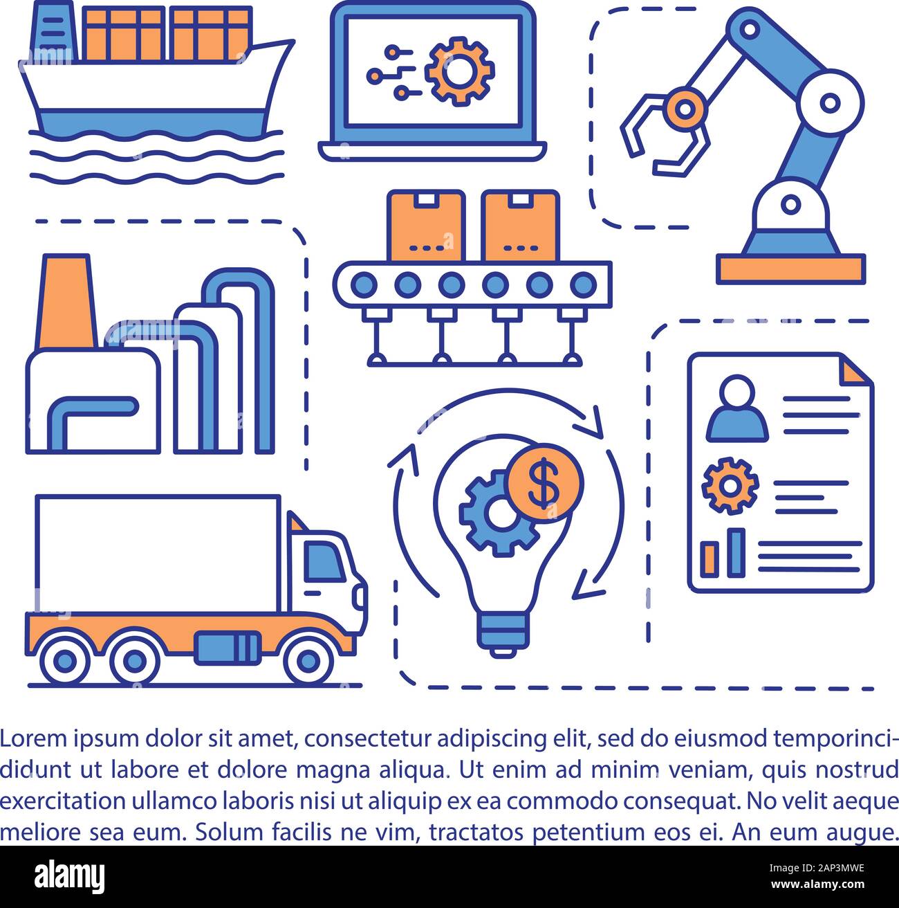 Industry article page vector template. Manufacturing enterprise ...