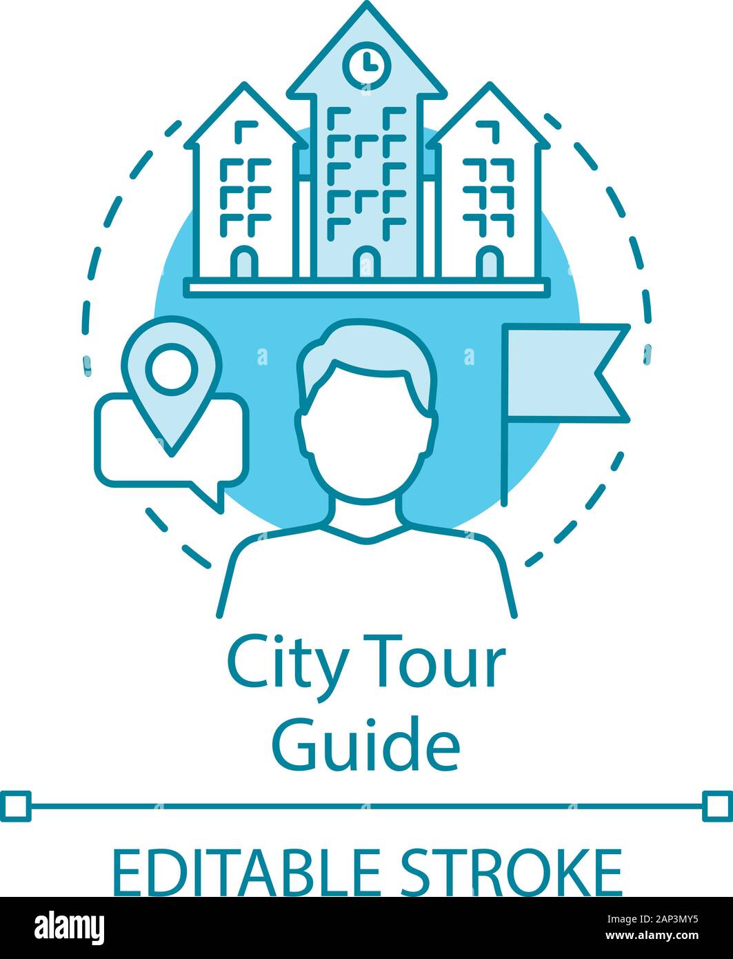 City tour guide concept icon. Tours organisation idea thin line ...
