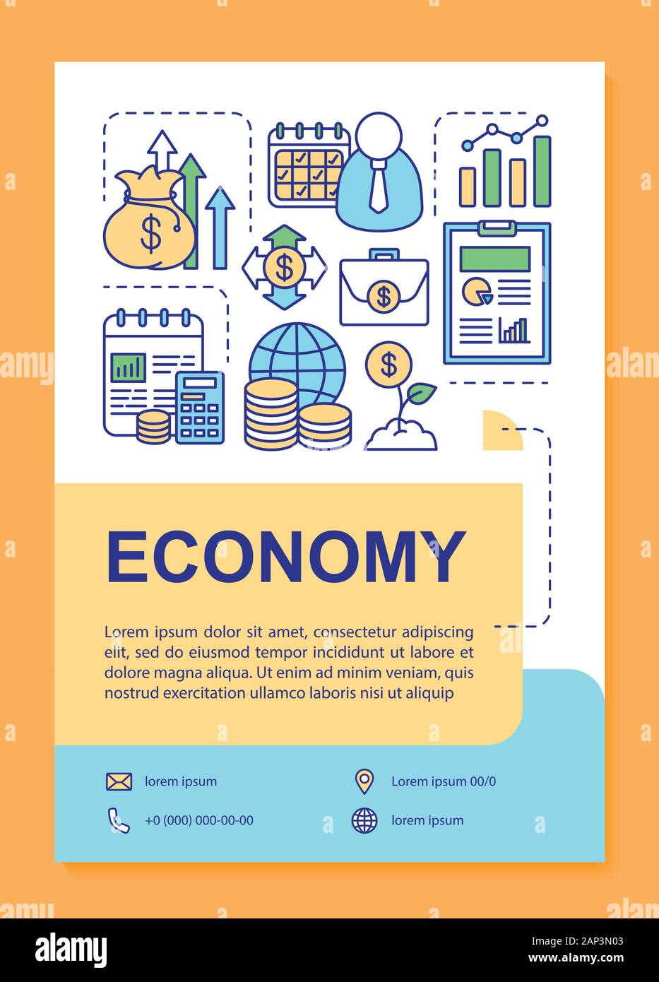 Economy brochure template layout. Financial management. Flyer, booklet ...