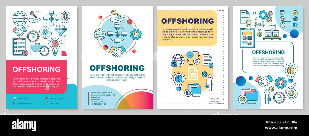 Offshoring brochure template layout. Global trade. Flyer, booklet ...