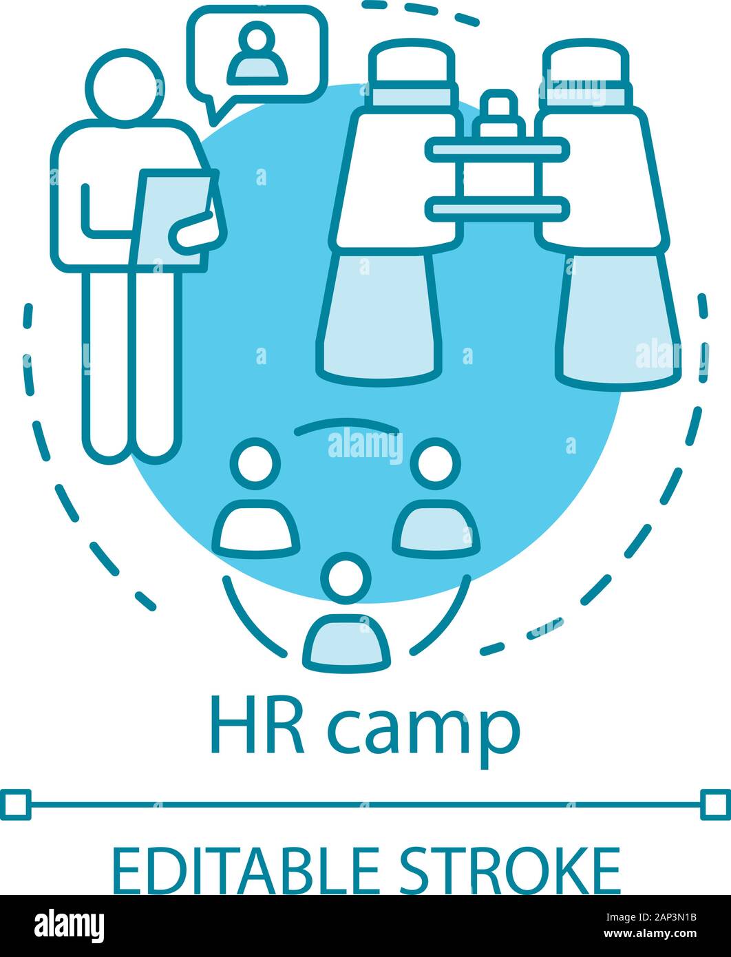 Human resources camp concept icon. Summer corporate club, community ...