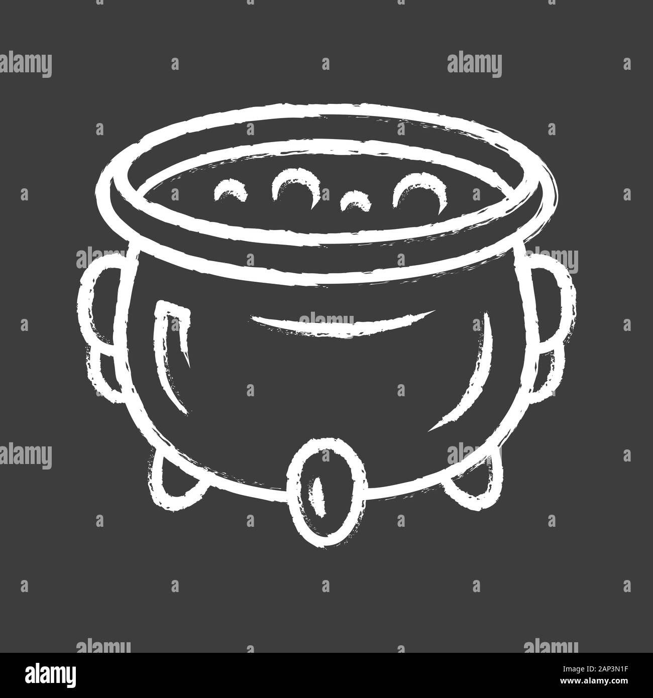 Witch cauldron chalk icon. Brew potion. Wicked witchcraft & sorcery ...