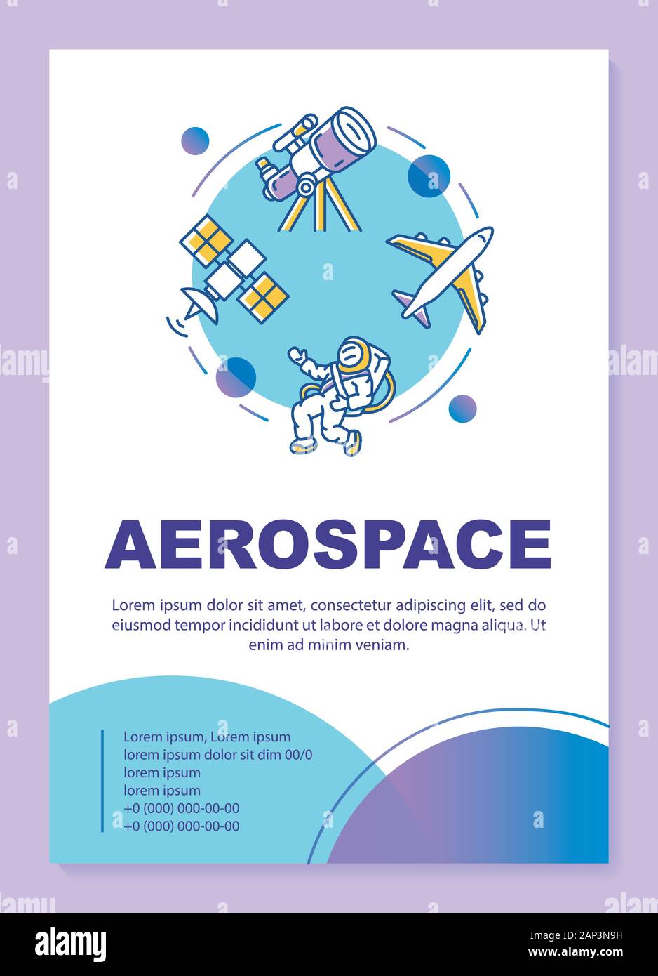 Aerospace industry poster template layout. Cosmos, space exploration ...