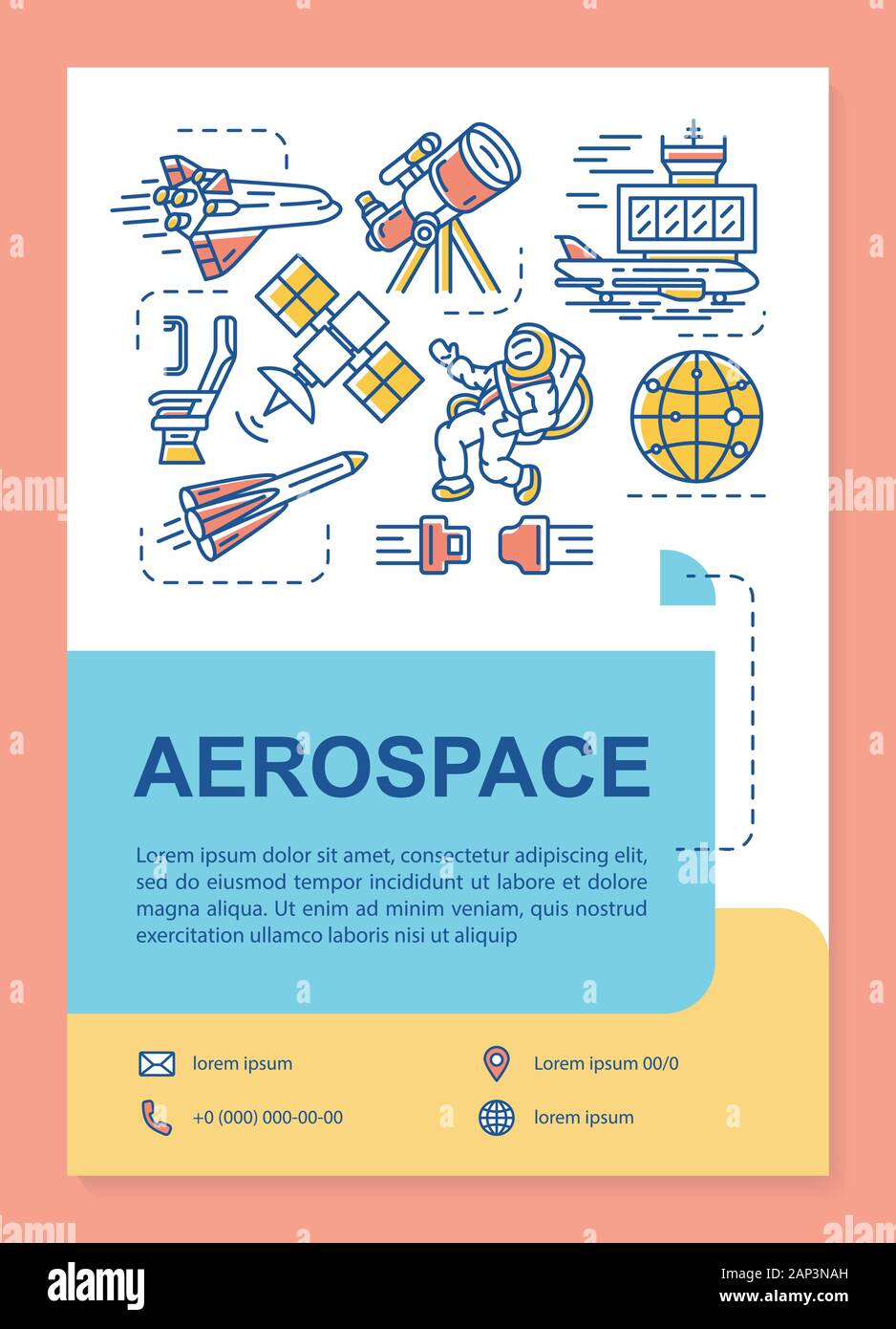 Aerospace industry poster template layout. Cosmos, space exploration ...