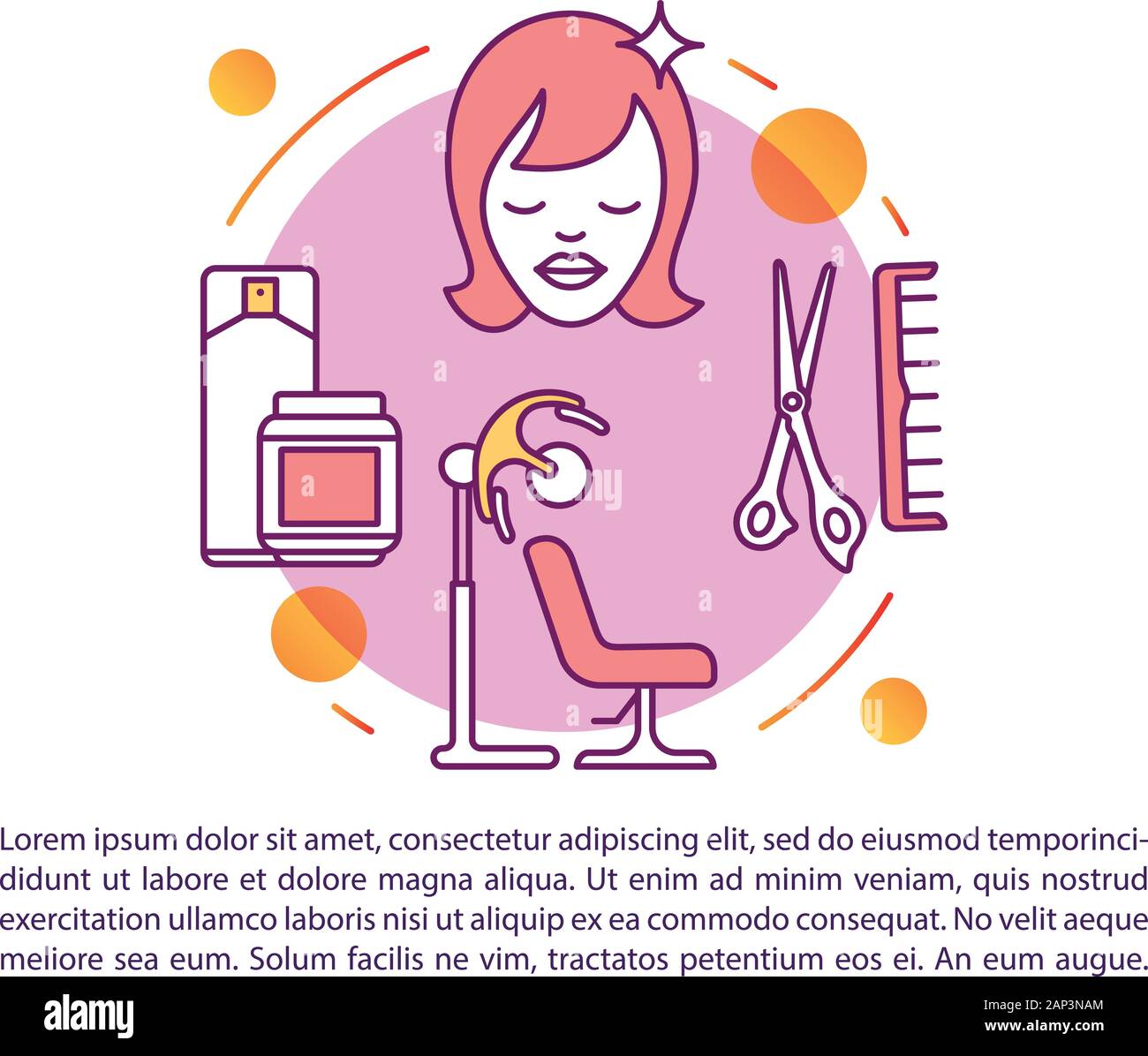 Hairdresser services article page vector template. Haircut, hairdo ...