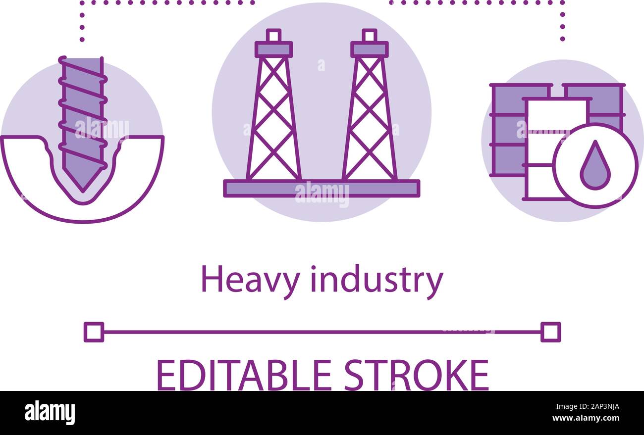 Heavy industry concept icon. Processing and manufacturing idea thin ...