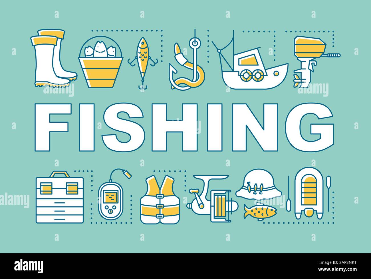 Fishing word concepts banner. Presentation, website. Fish catching ...