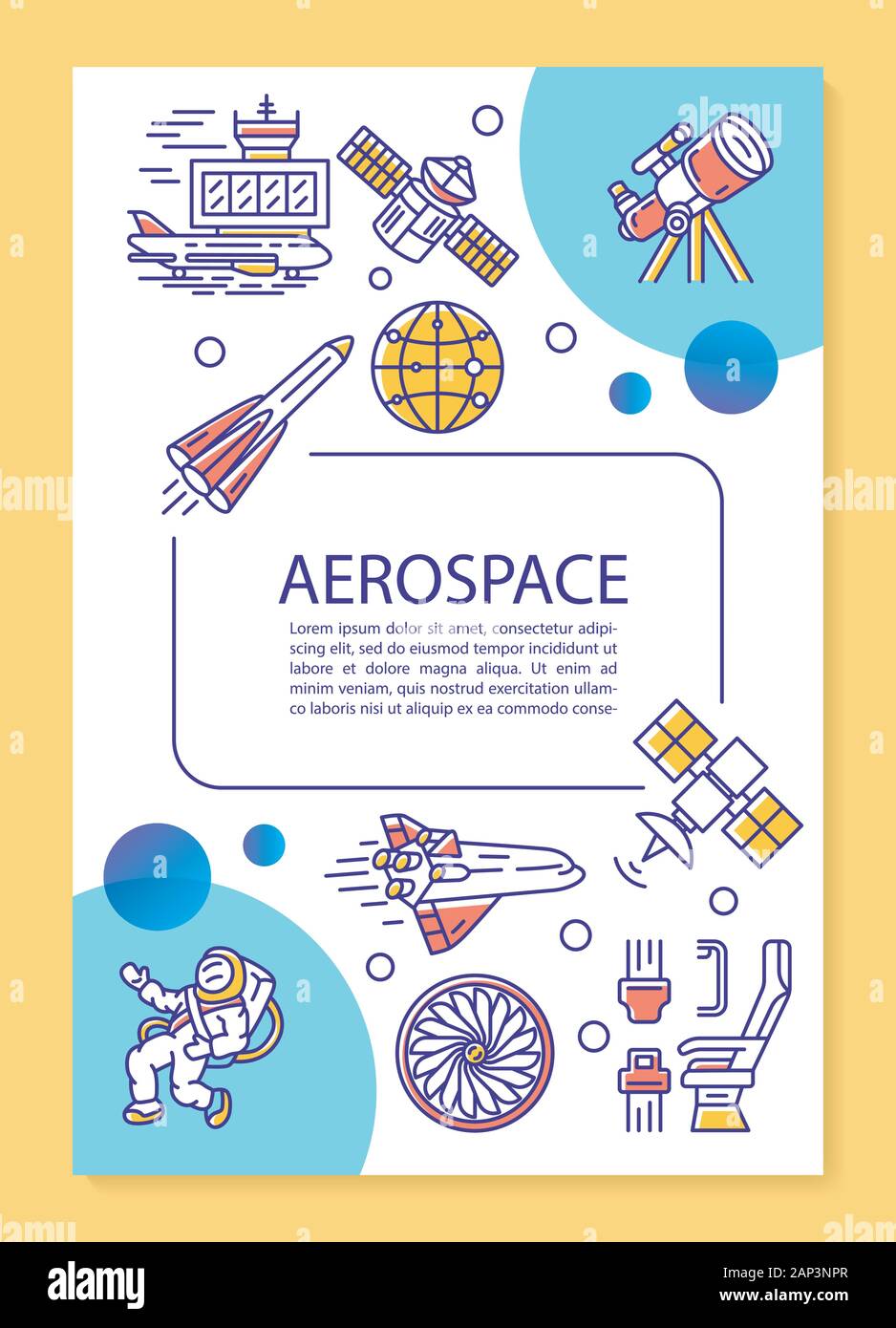 Aerospace industry poster template layout. Cosmos, space exploration ...