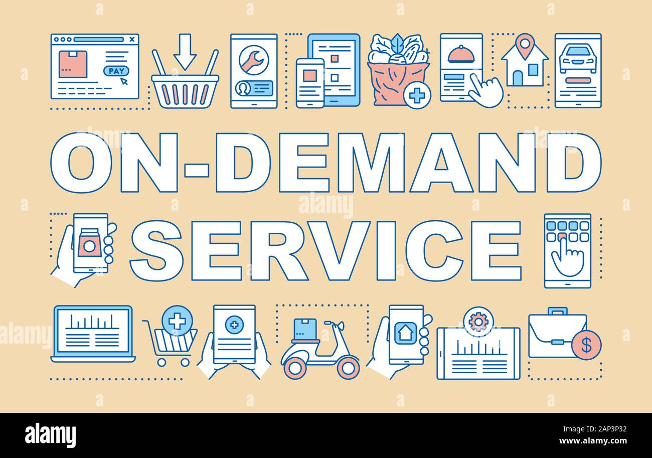 On demand service word concepts banner. Modern economy, e commerce ...