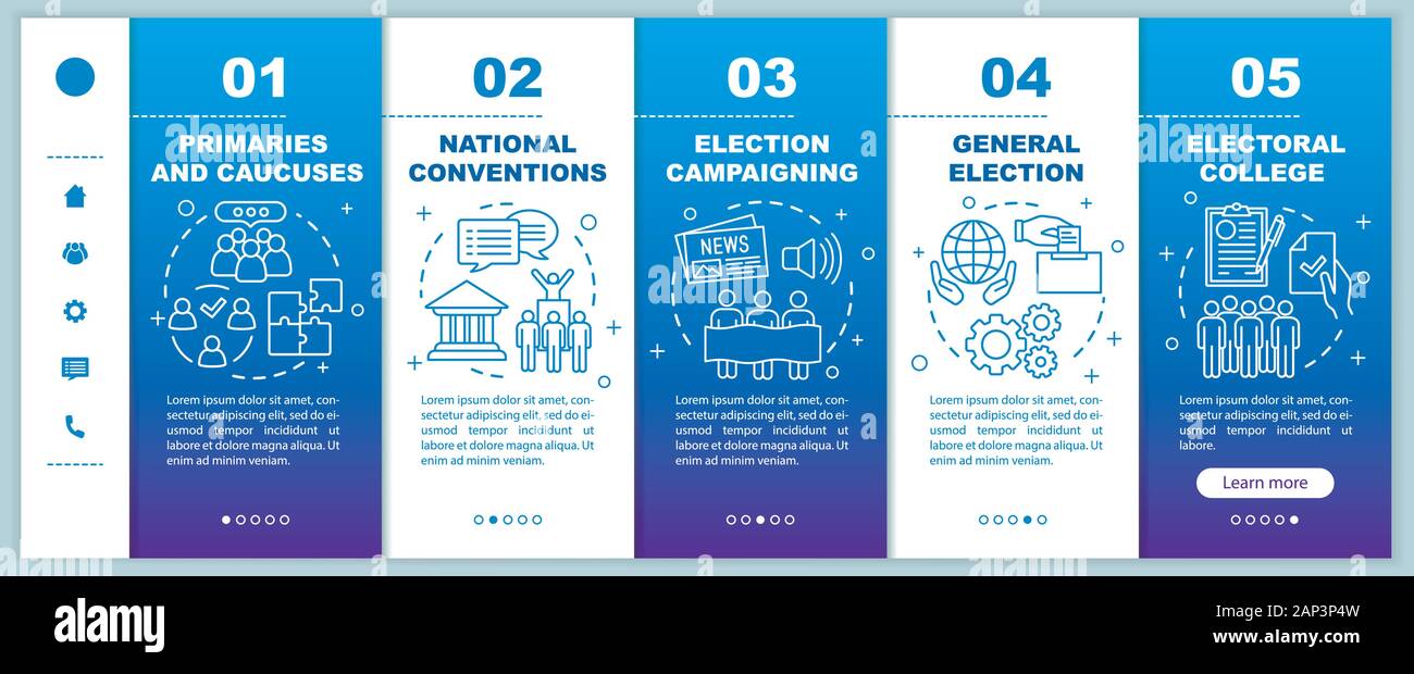 Election day onboarding mobile web pages vector template. Responsive ...