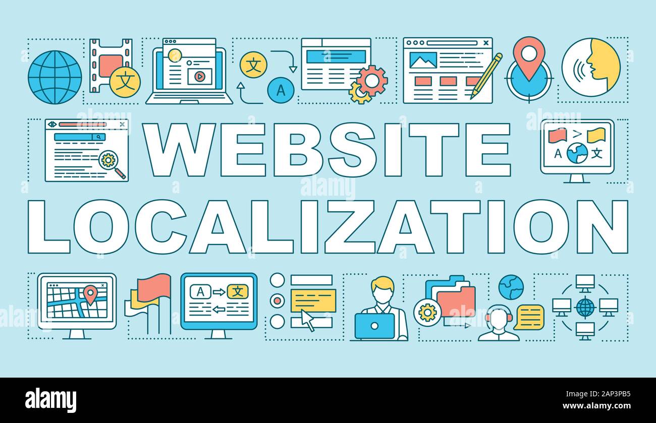 Website localisation word concepts banner. Manage multilingual websites ...