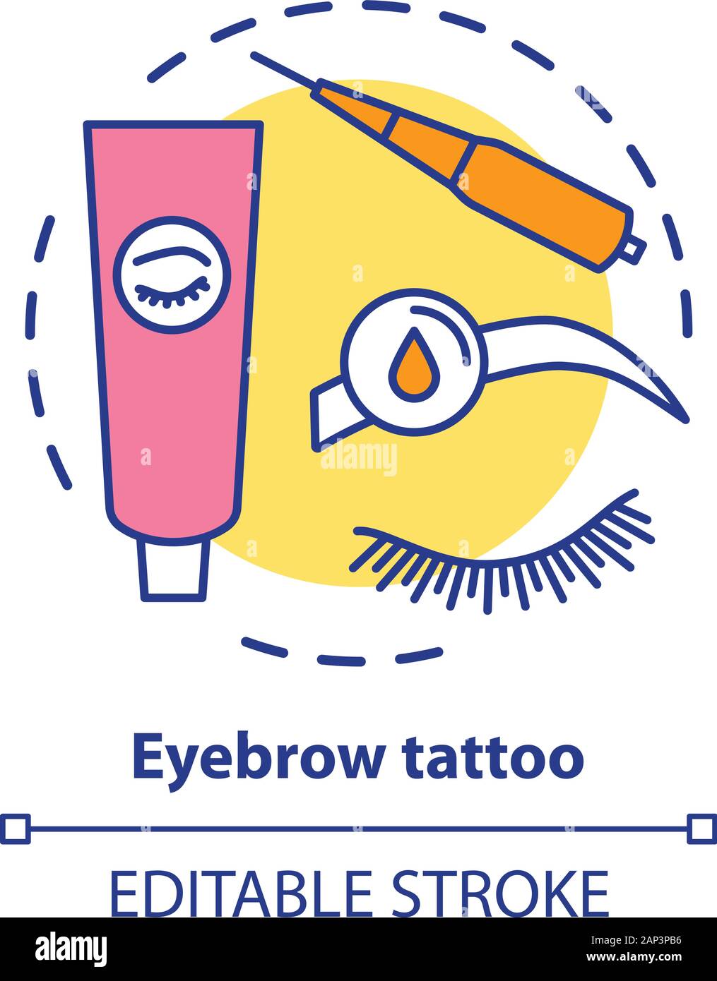 Eyebrow tattoo concept icon. Eye brows and eyelashes tinting, permanent ...