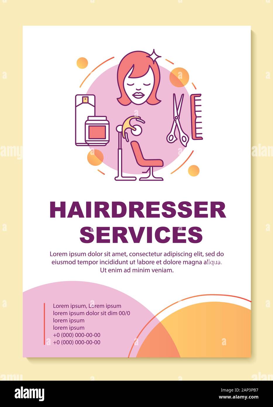 Hairdresser services poster template layout. Hair care and treatment ...