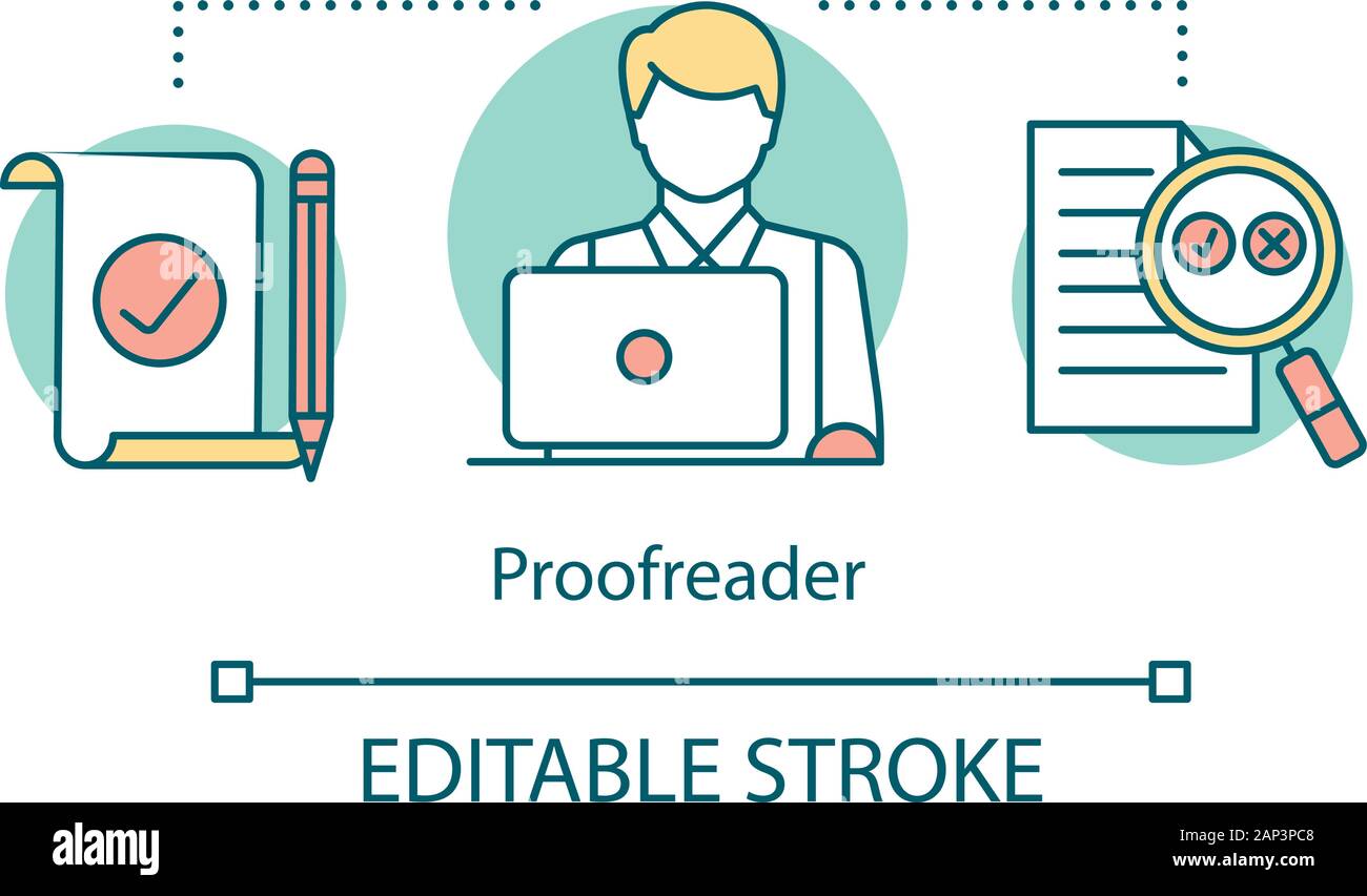Translation services concept icon. Proofreader career, profession idea ...