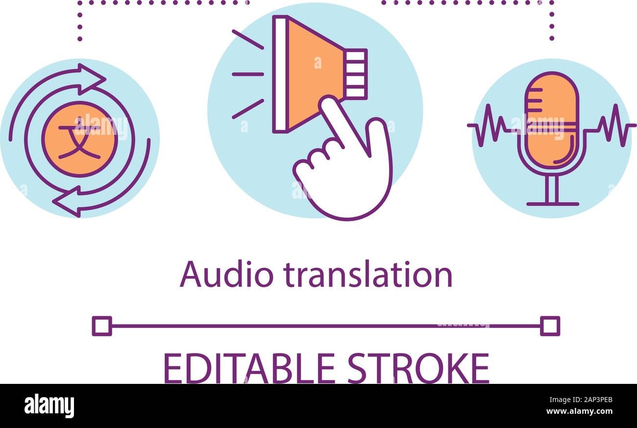 Translation services concept icon. Audio translation idea thin line ...