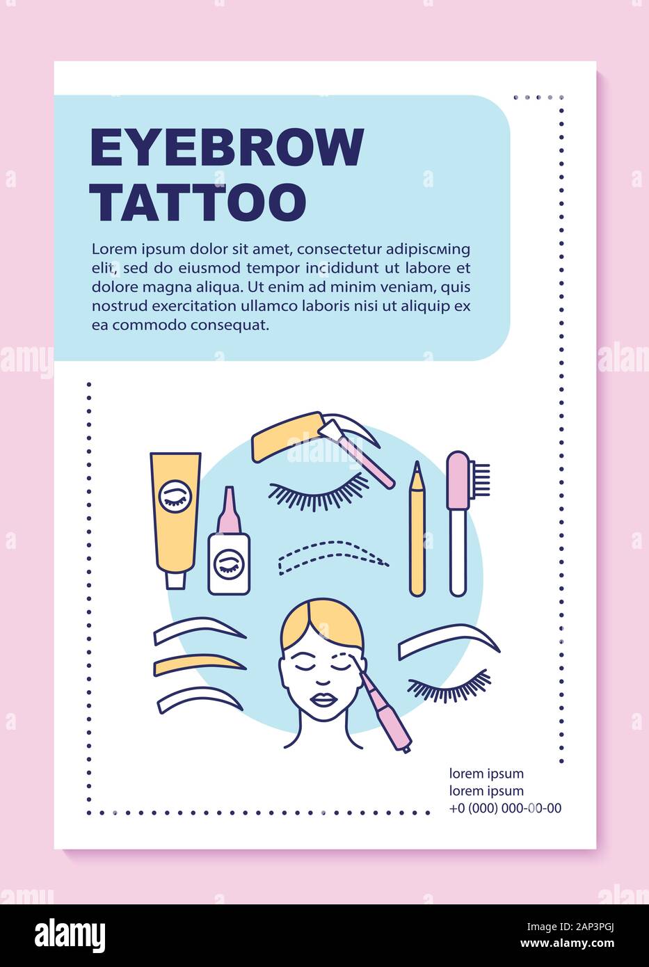Eyebrow tattoo poster template layout. Eye brow tinting and dyeing ...
