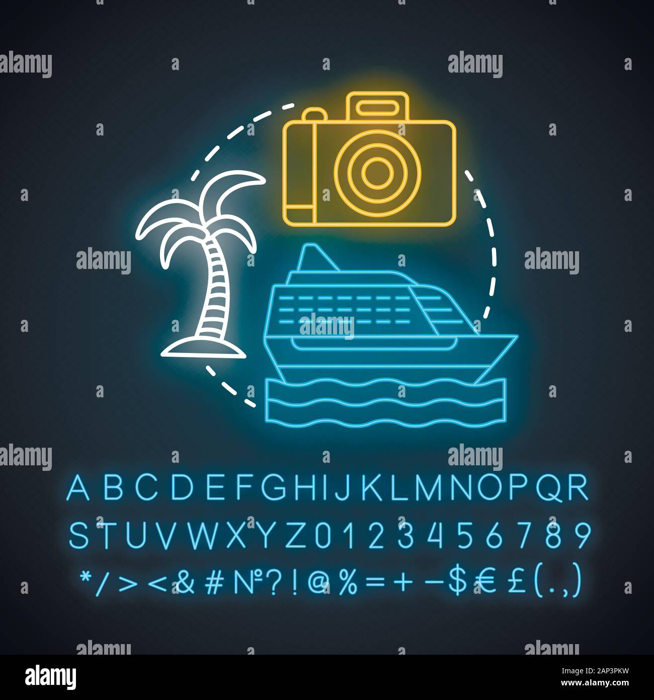 Tourism neon light concept icon. Hospitality industry idea. Journey and ...